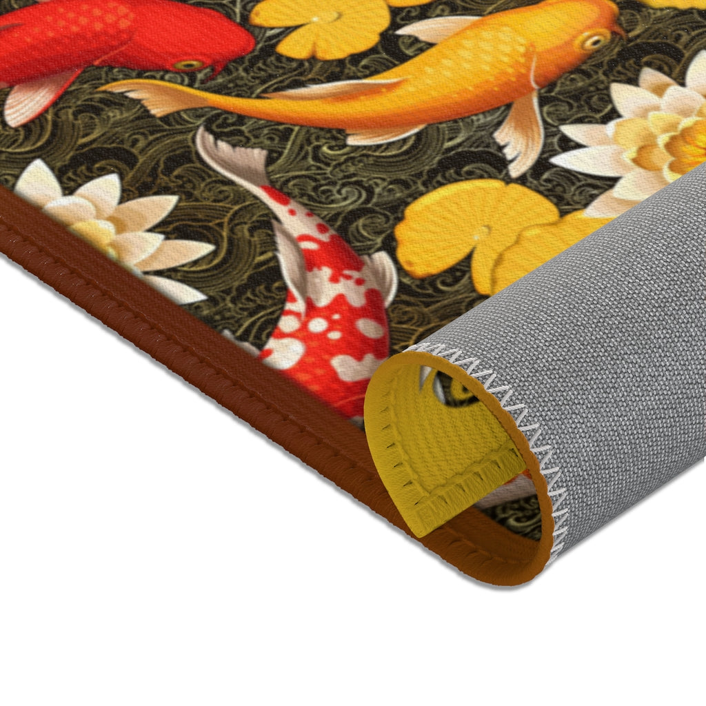 Yellow Japanese Koi Fish Area Rug Available in 3 sizes | D20017 | DEVARSHY